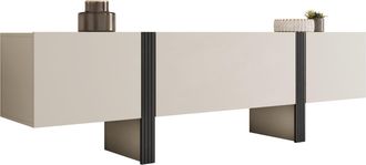 Mirjan24 TV-Lowboard 200 3D Tamisa 01, Fernsehschrank mit 2 T&uuml;ren und 1 Klappe mit ged&auml;mpftem Schlie&szlig;system, Fernsehtisch, TV-Schrank, TV-Board (Cashmere + Sch