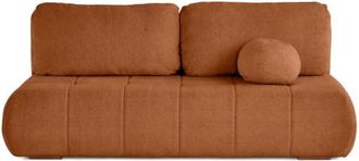 Best Mobilier Bowie - canap&eacute; 3 Places Convertible Coffre + Coussin Rond Inclus en Tissu textur&eacute;, Terracotta