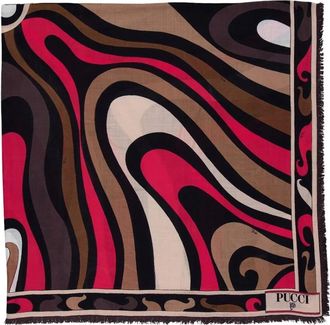 Pucci Femme, Accessoires, Multicolore, Taille: ONE Size Marmo Print Silk Wool Pashmina