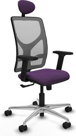 Piqueras y Crespo Schreibtischstuhl mit 2D-Armlehnen, h&ouml;henverstellbare Lendenwirbelst&uuml;tze und festes Kopfteil, ausgestattet mit 3 Positionen und Schneidschaum, Grau/Vi