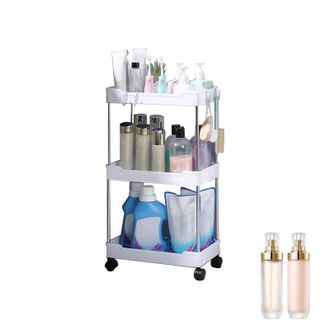 Generico Aufbewahrungsregal f&uuml;r Kinderwagen, Regale mit Rollen zur Aufbewahrung von Windeln, mehrst&ouml;ckiger Aufbewahrungswagen mit R&auml;dern, 3/4-lagiges