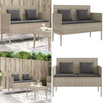 vidaXL Vidaxl - Gartenbank mit Kissen Hellgrau Poly Rattan - Gartenbank - Polyethylen-Rattan M&ouml;bel - Outdoor M&ouml;bel - Gartenm&ouml;bel - Balkonm&ouml;bel - Home &