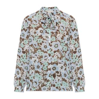 Tory Burch Bedruckte Viskose-Schleifenbluse - - Blouses & Shirts - Damen - Mehrfarbig - M