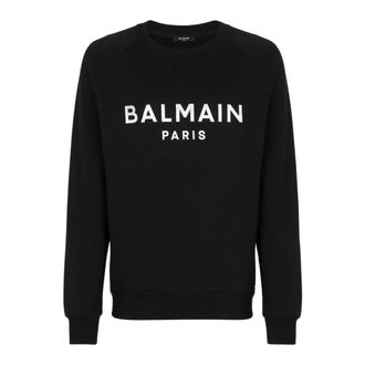 Balmain Homme, Sweatshirts et sweats &agrave; capuche, Noir, Taille: M Sweat en coton eco-responsable imprime logo metallique