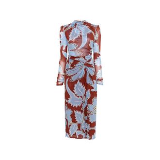 Diane Von F&uuml;rstenberg Midikleid mit gerafftem Mesh und Taillenschleife - - Dresses - Damen - Mehrfarbig - S