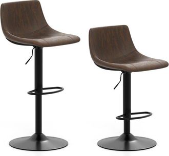 Costway Costway - Lot de 2 Tabourets de Bar Pivotant, Chaise de Bar en Tissu Technique, Hauteur Réglable, Siège Rembourré, Résistant aux Taches, Cadre en