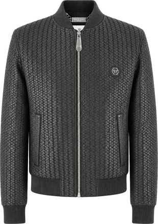 Philipp Plein Leder Bomberjacke - - Jackets - Herren - Schwarzk - 5XL