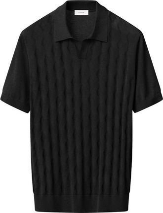 Eton Leichtes Feinstrick-Poloshirt mit Seide und Rautenstruktur in