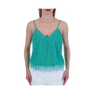 Pinko Pinko, Femme, Tops, Vert, Taille: 36 FR Sfarzoso Fil Coup&eacute; Fringe Top