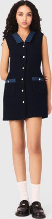 Maje Tweedkleid Mit Denim-details - Marineblau - Maje