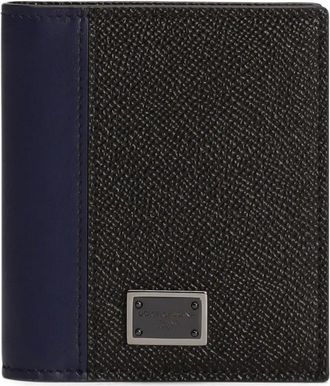 Dolce & Gabbana Portemonnaies - Textured Black Wallet With Navy Blue Side Panel - Gr. unisize - in Schwarz - für Damen