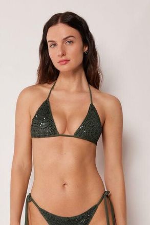 Calzedonia Triangel-bikinioberteil Sequin Net Grun