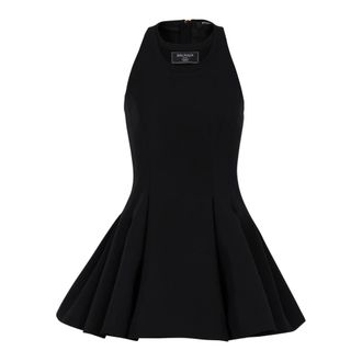 Balmain Ausgestelltes Faltenkleid aus Grain-de-Poudre - - Dresses - Damen - Schwarzk - M