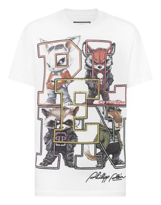 Philipp Plein Round Neck T-Shirt College Animals Outline