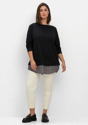 Sheego T-Shirt 2-in-1-Shirt Langarm mit Ansatz aus Blusenstoff