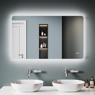 Sonni LED Badspiegel 100x60 cm Badezimmerspiegel mit Beleuchtung Kaltwei&szlig;/Neutralwei&szlig;/Warmwei&szlig; Wandspiegel, Spiegel mit Beleuchtung, Touch Schalter Wandspie