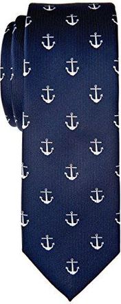 Retreez Cravate fine en microfibre tiss&eacute;e Motif ancre classique 5,1 cm - Bleu - Taille Unique
