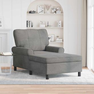 vidaXL vidaXL Chaise longue avec coussin Gris fonc&eacute; 91 x 157 x 91 cm Velours