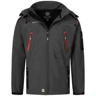 Geographical Norway Herren Softshell Funktions Outdoor Jacke wasserabweisend im Bundle mit urbandreamz Beanie (3XL, Dunkelgrau TN)