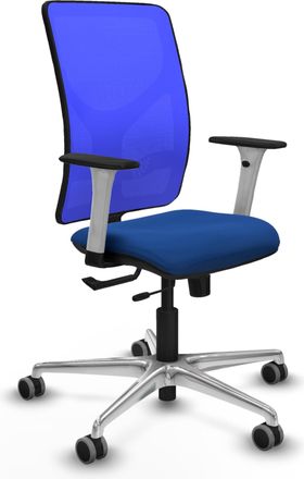 Piqueras y Crespo Schreibtischstuhl mit wei&szlig;en und schwarzen Armlehnen, h&ouml;henverstellbare Lendenwirbelst&uuml;tze, ausgestattet mit Syncro/Traslack und Schneideschaum, Blau/