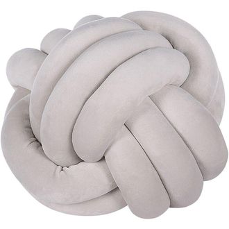 Beliani Beliani - Coussin D&eacute;coratif Noeud Gris en Forme de Balle en Velours pour Canap&eacute; ou Lit D&eacute;coration Moderne