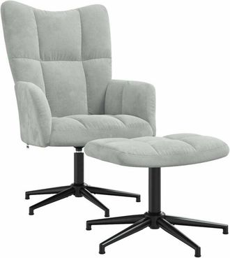 vidaXL Relaxsessel mit Hocker Hellgrau Samt Vidaxl
