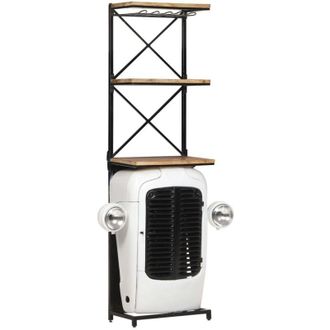 vidaXL Traktor-Weinschrank Wei&szlig; 49x31x172 cm Raues Mangoholz Vidaxl