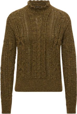 Moncler Moncler Pull Ajour&eacute; En Alpaga M&eacute;lang&eacute;, Femme, Vert, Taille: Xs