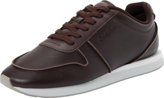 Calvin Klein Herren Retro Runner Lace Up LTH Pinch Ym0Ym01455 Low Top, RED (Bordeaux/Oyster/White/Desert Taupe), 43 EU