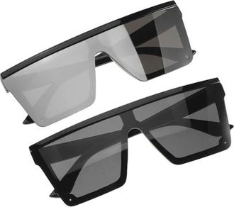 BESPORTBLE CONGARTENO Lot de 2 Lunettes de Soleil Teintées Rétro pour Homme et Femme - Protection Uv400 - Plastique Léger - Couleurs Brillantes Noir/Gris et Noir