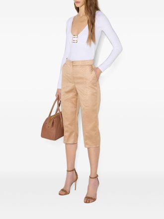 Elisabetta Franchi Gold-Plaque V-Neck Sweater - White