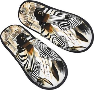 Generic Faune Z&egrave;bre Abstrait Z&egrave;bre Ray&eacute; Pantoufles Moelleuses L&eacute;g&egrave;res Pantoufles En Peluche Antid&eacute;rapants Chausson Pour Homme Int&eacute;rieur Chambre L