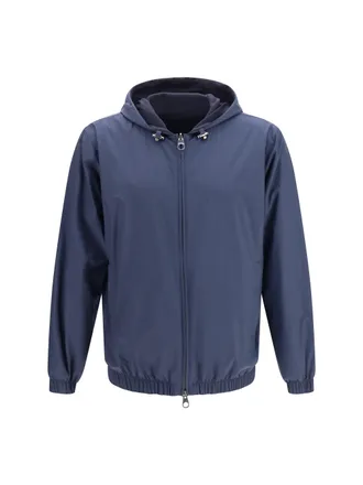 Loro Piana Mens Bomber Jacket Windmate Navy Blue Padded & Down