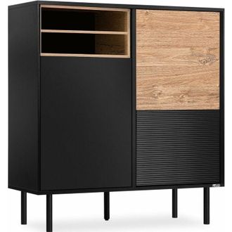 Konsimo Lofty Kommode TV/HiFi Einlage, schwarz / Eiche natur - Konsimo
