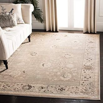 Safavieh Traditionell Teppich für Wohnzimmer, Esszimmer, Schlafzimmer - Vintage Collection, Kurzer Flor, Hellgrau und Elfenbein, 201 X 279 cm