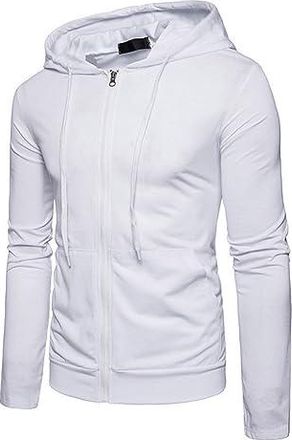 Generic Sweat-shirt d&eacute;contract&eacute; pour homme, veste &agrave; capuche l&eacute;g&egrave;re pour hommes, sweat-shirt d&eacute;contract&eacute; de couleur unie avec cordon de serrage, sweat &agrave; capuch