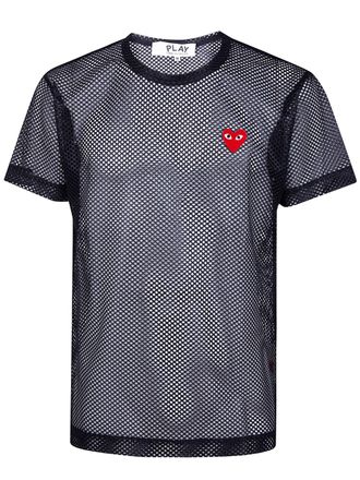 Comme Des Gar&ccedil;ons T-Shirt Red Emblem Mesh Red Heart