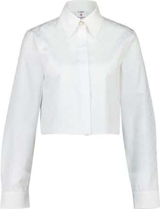 Casablanca Femme, Blouses et Chemises, Blanc, Taille: 38 FR Chemise Boutonn&eacute;e Courte en Coton
