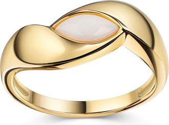 Zeeme Gemstones Ring 925/- Sterling Silber vergoldet Opal wei&szlig;