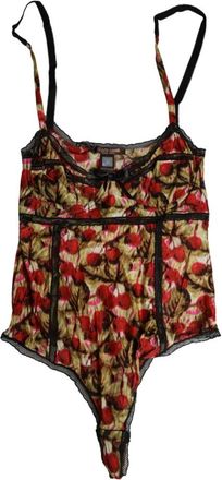 Roberto Cavalli Femme, Maillots de bain, Multicolore, Taille: 40 FR CherryPrint Lace Bodysuit