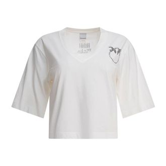 Pinko Pinko - T-shirt en coton - Femme - Tops - Blanc - Taille: 36 FR