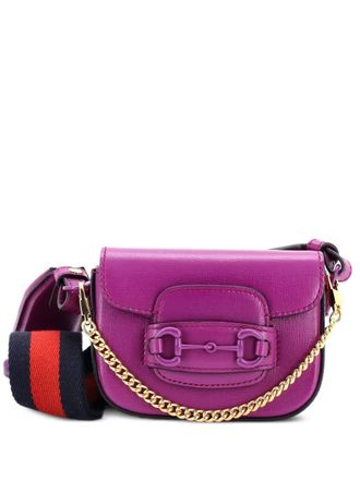 Gucci Horsebit 1955 Flap Wallet with Strap Leather crossbody bag - Violet