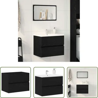 vidaXL vidaXL Meuble en bois - Meuble de Lavabo de Salle de Bain Ch&ecirc;ne noir 60 x 38,5 x 45 cm