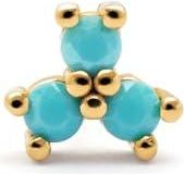 Singularu Boucle dOreille Turquoise Tr&egrave;fle. Argent avec Plaqu&eacute; or 18 carats et Pierre naturelle. Bijoux pour Femme