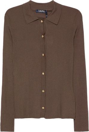 Max Mara Cardigan Limone en maille c&ocirc;tel&eacute;e - Femme - Pulls - Brun - Taille: 44 FR