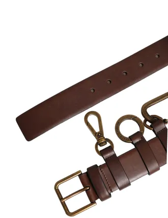 Dolce & Gabbana Womens Brown Calfskin Leather Gold Metal Buckle Belt Calf
