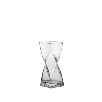 Leonardo Leonardo Volare Vase, geschwungene dynamisch geformte Blumenwase mit massivem Eisboden, handgefertigtes Klarglas, H&ouml;he 20 cm, 450 ml, 014099