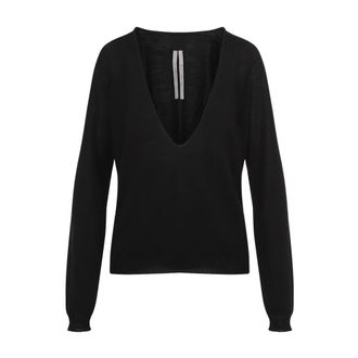 Rick Owens Femme, Pulls, Noir, Taille: 38 FR Pull Extreme &agrave; Col V