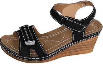 Generic Sandales compens&eacute;es respirantes et d&eacute;contract&eacute;es &agrave; bout ouvert pour femme - &Eacute;l&eacute;gantes - Couleur unie - Polyvalentes - Confortables - L&eacute;g&egrave;res - Sandale