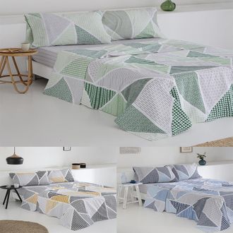 COTTON ARTEAN Geka Bettw&auml;sche-Set, 160 x 190 / 200 cm, Gr&uuml;n, 160 x 190/200 cm, 2 Kissenbez&uuml;ge und Spannbettlaken, 160 x 190 / 200 cm, 50 % Baumwolle, 50 % Polyester